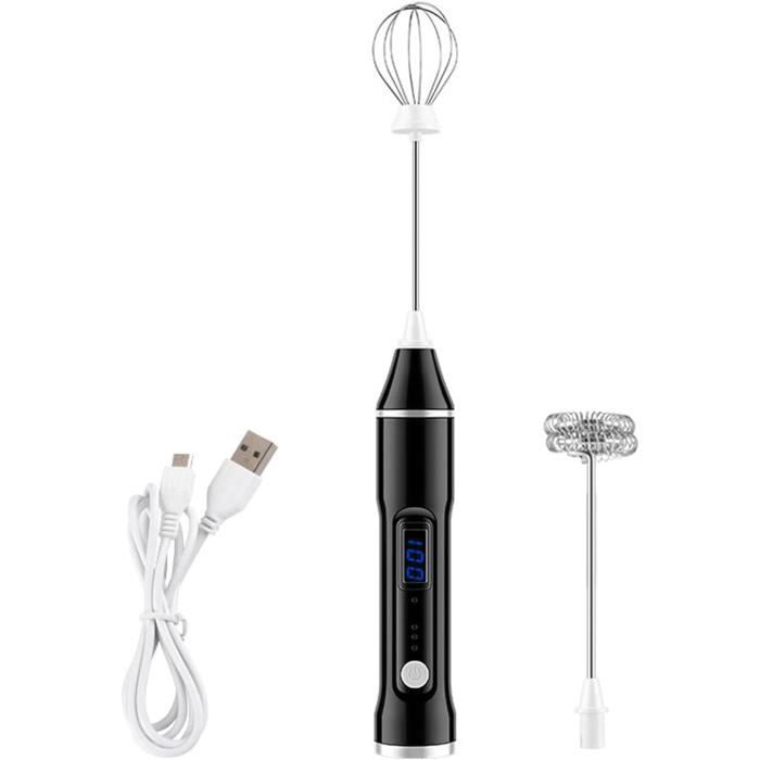 Mini batteur à main USB avec 2 fouets et écran LCD, 3 niveaux réglables ...