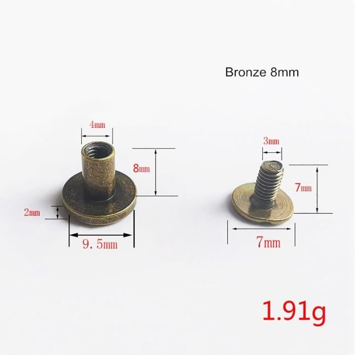 RIVET,Bronze 8mm--Rivets à vis en métal et cuivre pour livre, artisanat ...