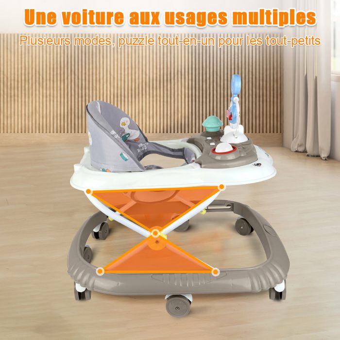 SUPFINE Marchette Trotteur Bébé Evolutif, Musical, Réglable pour 8 à 18 ...