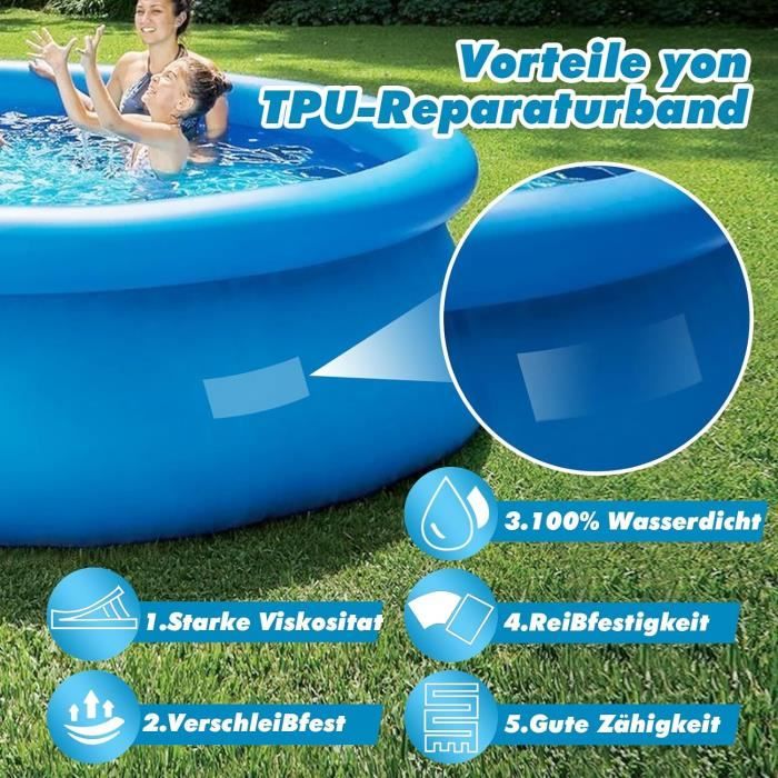 PUWOWYE Kit Reparation Piscine, Reparation Liner Piscine 10 cm x 200 cm ...