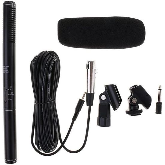Pro microphone interview micro à condensateur noir kit pour dvd skype ...