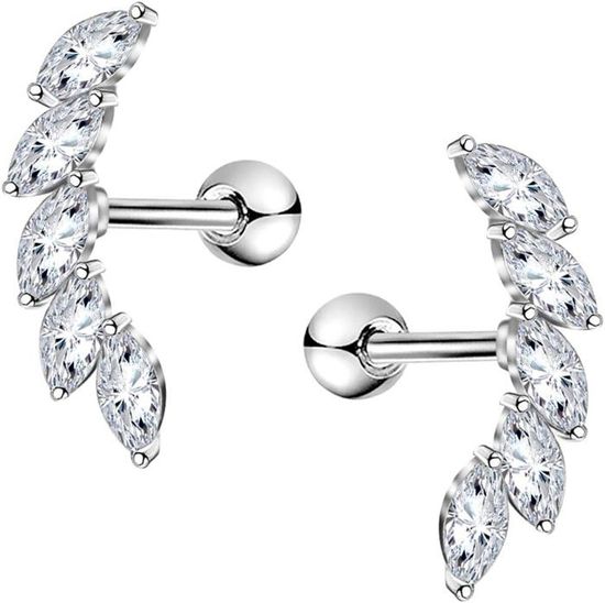 16G Cartilage Boucle D'Oreille Helix Piercings Argent Studs Cz Brillant ...