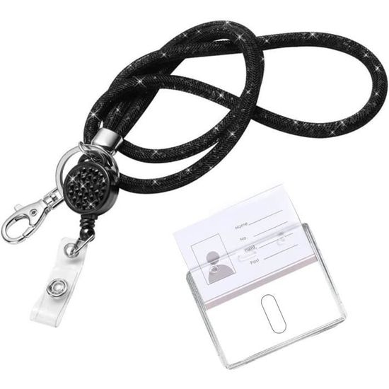 Lanière en Cristal Strass Porte-Badges Transparents et Tour de Cou pour ...