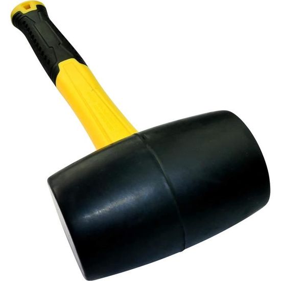 C46039 Marteau-Massette-Maillet Tête En Caoutchouc Noir Manche Jaune En ...
