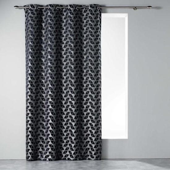 Rideau a oeillets 140 x 260 cm jacquard isometric Noir - Cdiscount Maison