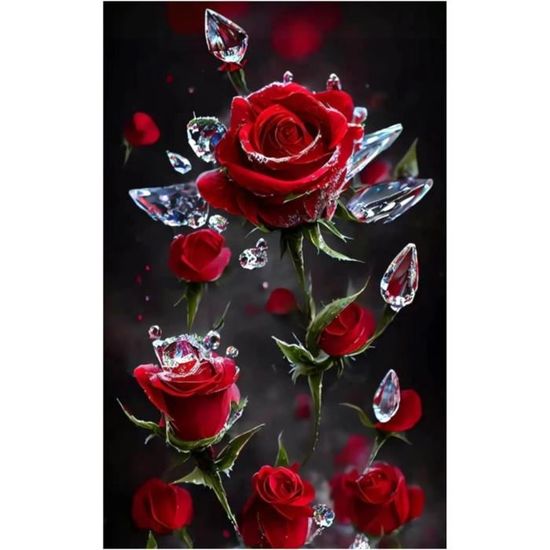 Roses Kit De Peinture Diamantée Diy,Diamond Painting Rose, 30 X 40Cm 5D ...