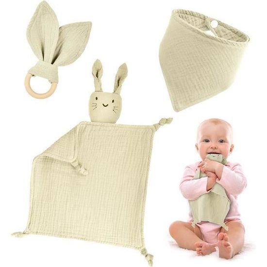 FINE-Serviette de Bébé Jouets3pcs Doudou Lapin Mouchoir Serviette ...