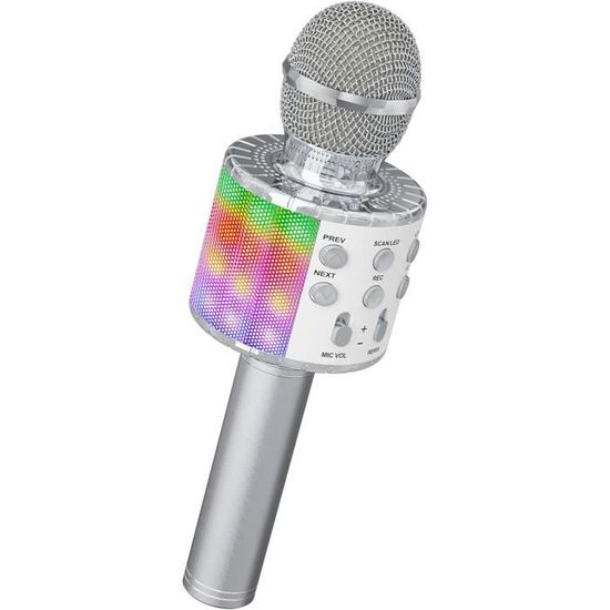 Microphone Sans Fil Karaoké, Micro Karaoke Enfant Avec Lumières Led De Danse, Microphone ...