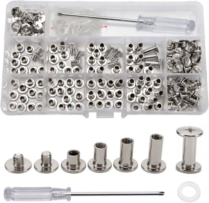 100 Set Chicago Vis Assortiment Kit,4 Tailles Croix Ronde en Métal Vis ...
