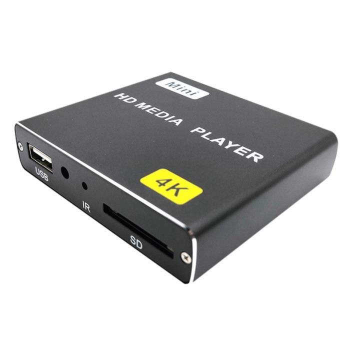 Le noir - Lecteur multimédia 4K Full HD, Interface AV VGA HDMI, lecteur ...