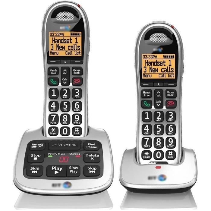 Téléphone Dect Téléphone sans fil avec de gros boutons, écran rétro ...