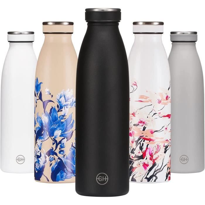 Bouteille D'Eau Isotherme 750Ml Encre Noire |Gourde Métallique Réutilisable En Acier Inoxydable ...