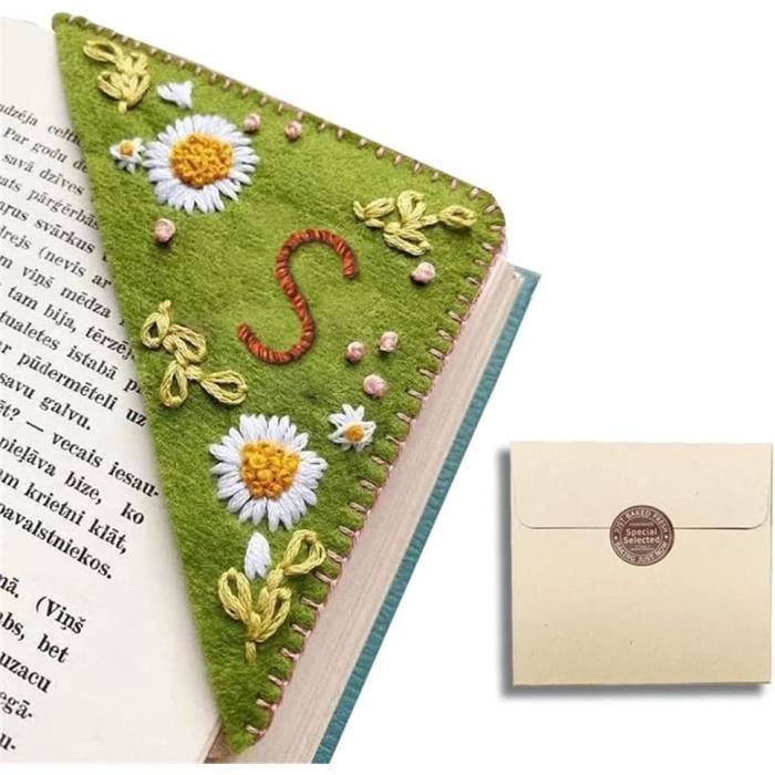 26 Lettres Mignon Fleur Brodé Coin Marque-Page Broderie Livre Marqueur ...