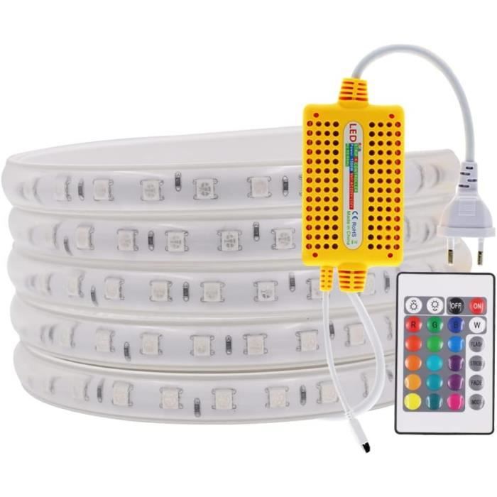 220V Bande Led, 5050 Smd 60Leds-M Multicolore Rgb Ruban Led Avec 24 ...
