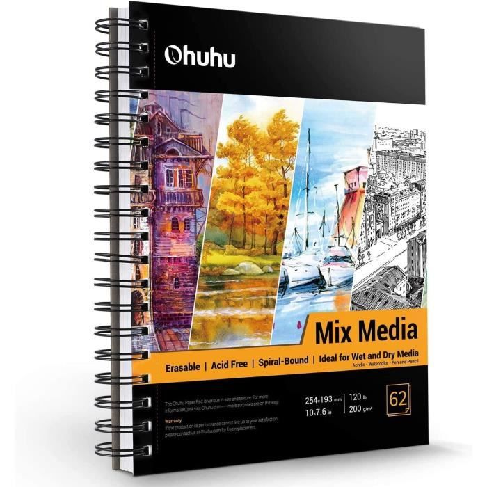 Bloc à dessinbloc technique mixte 254mm×193mm papiers épais 120 LB ...