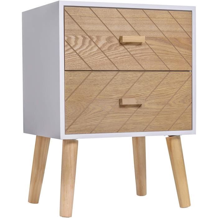 HOMCOM Chevet Table de Nuit Design scandinave 40L x 30l x 56H cm 2 ...