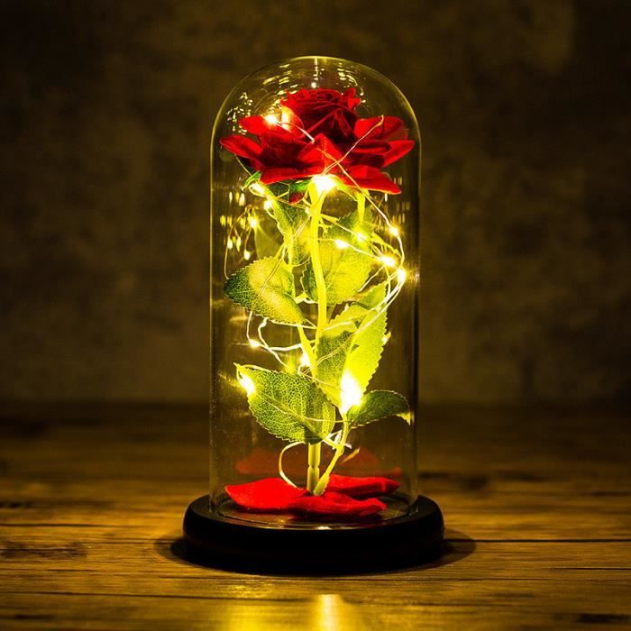 Lampe Led Rose Éternelle En Feuille De Verre, Décoration Pour La Maison ...