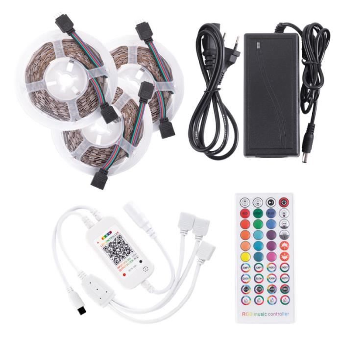 Kit Strip LED RGB - GREENICE - 15 mètres - 450 LEDs - Télécommande IR/Bluetooth - 30.000H ...