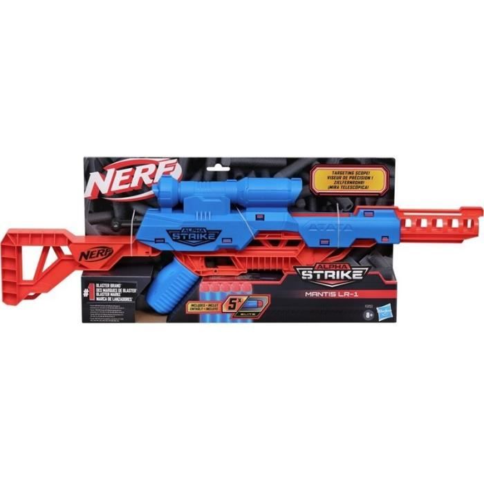 Nerf Alpha Strike Mantis Lr 1 Blaster Avec Viseur De Précision Et 5 Fléchettes Nerf Elite En