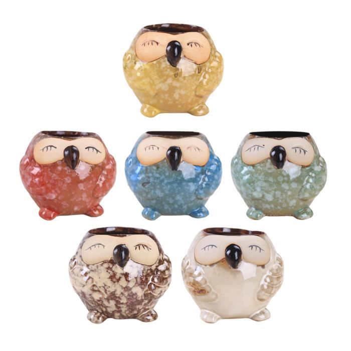 Bel Animal Pots Planter Succulent Glaçage coloré Poterie Hibou Fleur ...