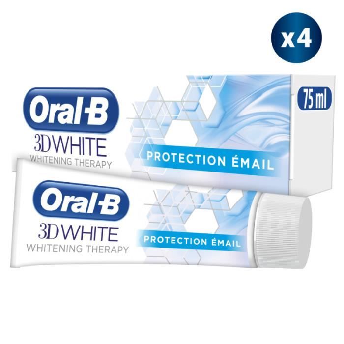 4 Dentifrices Oral-B 3D White Whitening Therapy Protection Émail, 75 ml ...