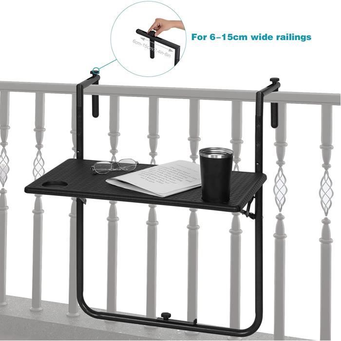 WOLTU Table de Balcon suspendue, Petite table murale rabattable avec 3 ...