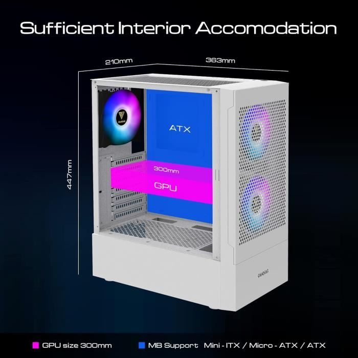 Pc Gamer Boitier, Boîtiers Gaming Atx Moyen Tour Vide, Airflow Mesh ...