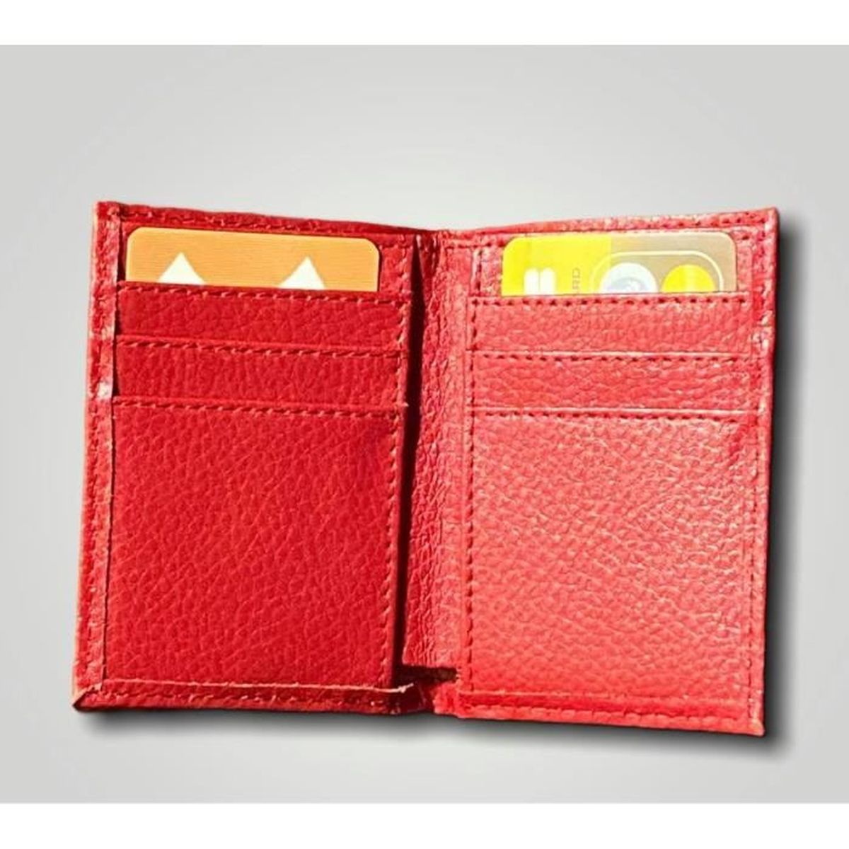Porte carte cuir véritable rouge Card Holder leather RED carte crédit ...