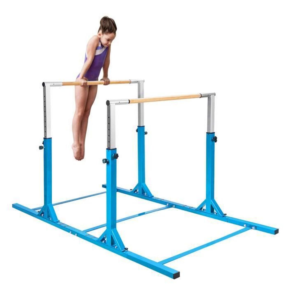 COSTWAY Double Barre de Gymnastique Hauteur Réglable 11 Niveaux 96 ...