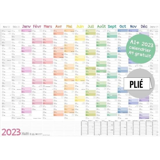 Calendrier Annuel Mural 2023 Xxl A1+ (89 X 63 Cm) [Arc-En-Ciel] En ...