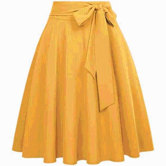 Belle Poque Femme Jupe Taille Haute Pin Up Plissée Jupe Trapèze Mi ...