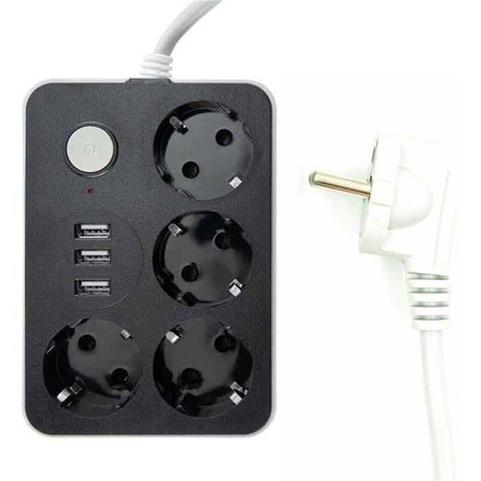 Rallonge Multiprise - GENERIC - 4 Prises & 3 Ports USB - Câble 1.8m ...