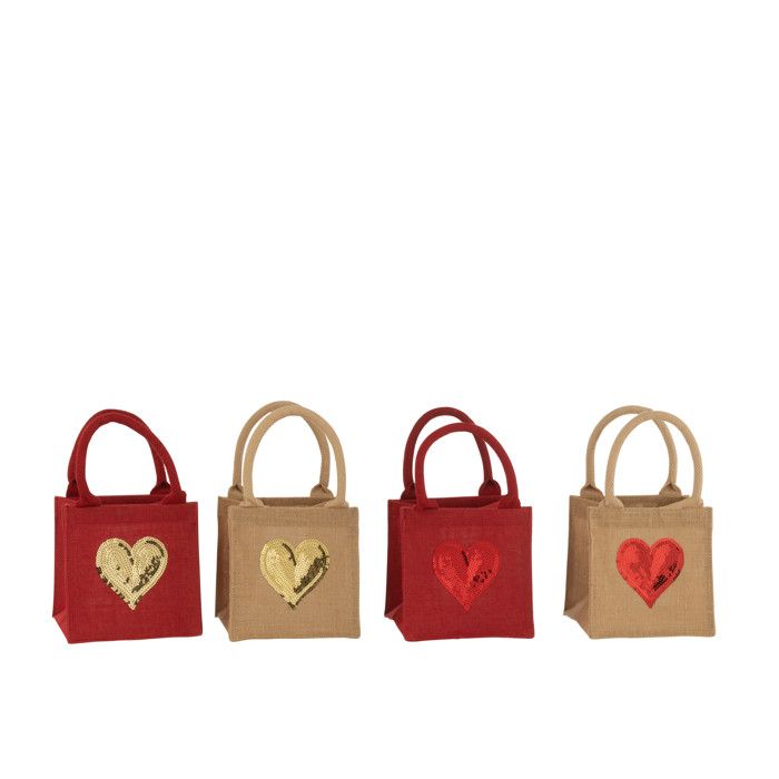 J-Line sac Coeur Sequin - jute - naturel/rouge - 4 pcs Multicolore ...
