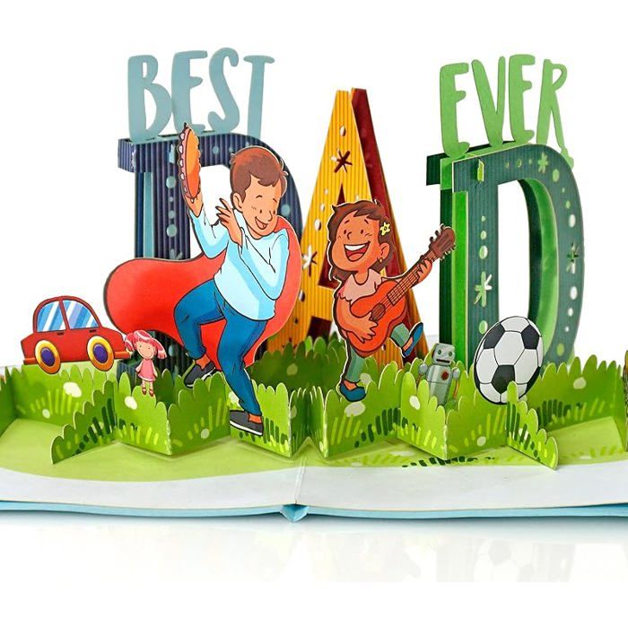 Carte fête des pères pop-up Carte d;anniversaire 3D (Meilleur Papa du ...