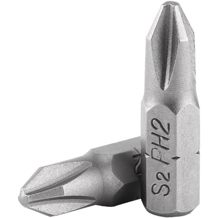 10pcs 1-4'' PH2 Embouts de Vis en Acier d'Alliage Magnétique Queue Hex ...