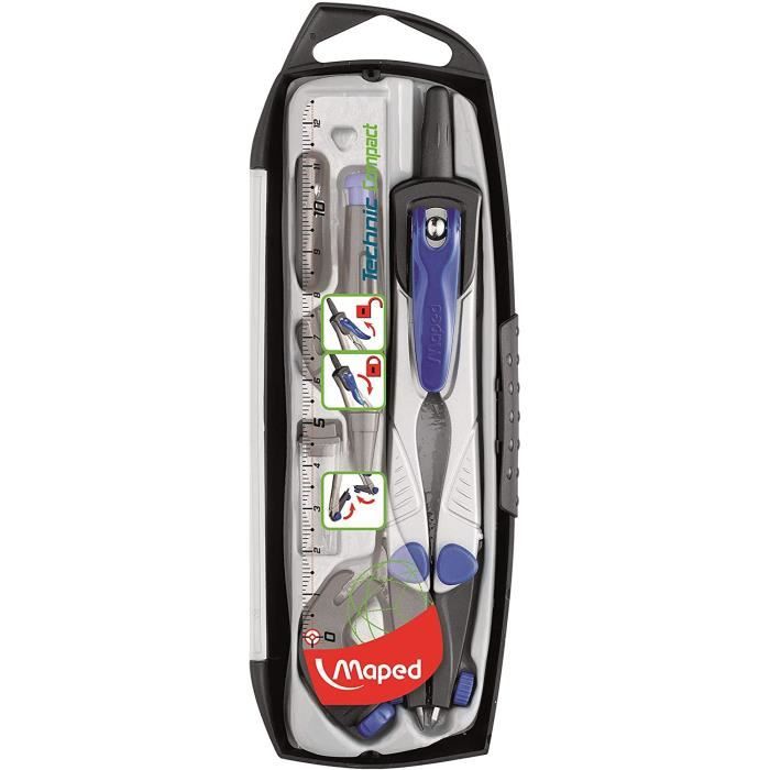 AJW-Coffret Compas Technic 5 pièces Compas Mine + Bague Universelle ...