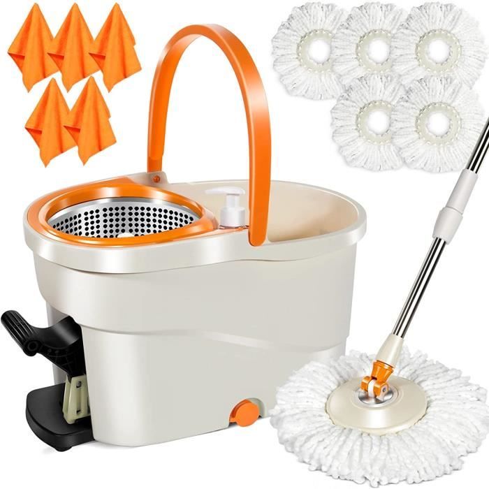 Seau Essoreur à Pédale et Balai 145CM en Microfibre, Balai à Franges ...