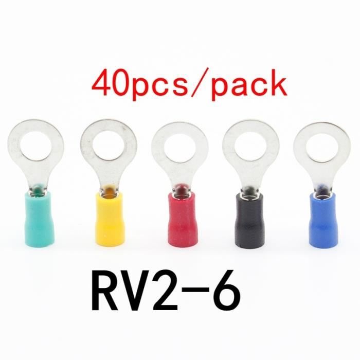 Borne à sertir Jaune 40 PCS RV2-6 Anneau Isolé Terminal Câble Câble Connecteur Électrique À ...