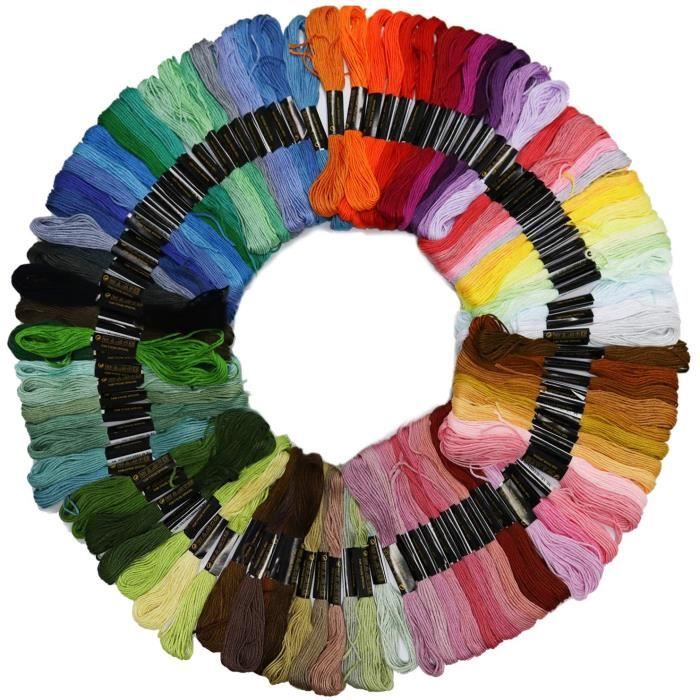 Fil Broderie, 100 Couleurs Fils à Broder Kit Broderie Point de Croix ...