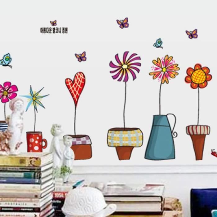 XJZSTICKER GOMMETTE Autocollant Dessin Animé Coloré Amovible Fleur Bugs ...