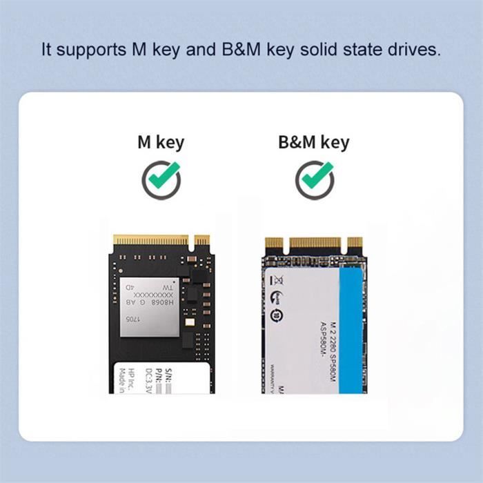 HURRISE Boîtier M.2 NVME Boîtier SSD M.2 NVME USB 3.1 Gen 2 ...