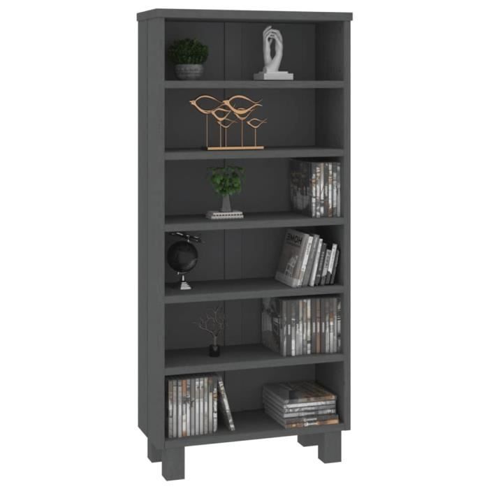 ABB Armoire à CD HAMAR Gris foncé 45x18x100 cm Bois massif de pin ...