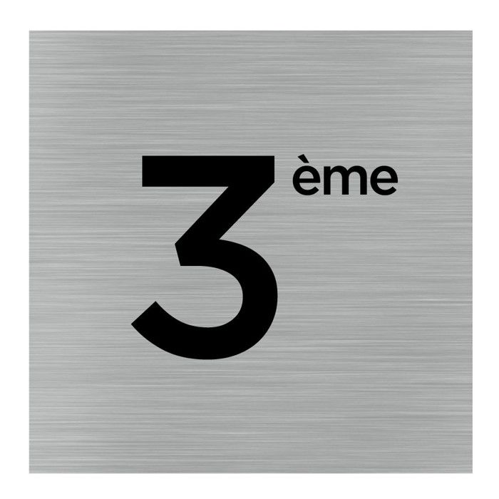 Pictogramme 3ème étage Q1068Adhésif aspect aluminium brossé Adhésif ...