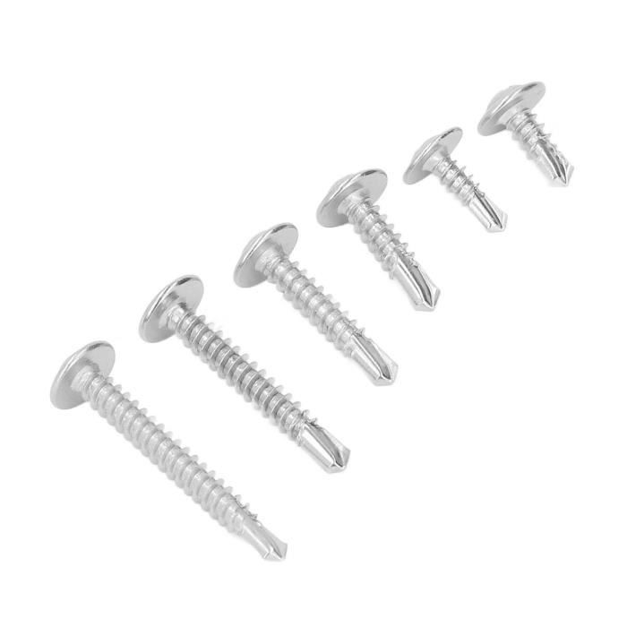 Zerone Vis autoperceuse 101 pièces vis auto-perceuse tête de rondelle ronde en acier inoxydable ...