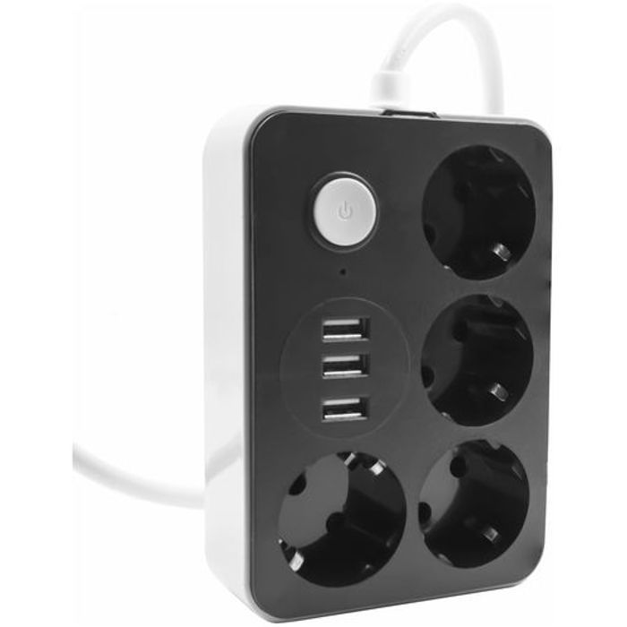 Rallonge Multiprise - GENERIC - 4 Prises & 3 Ports USB - Câble 1.8m ...
