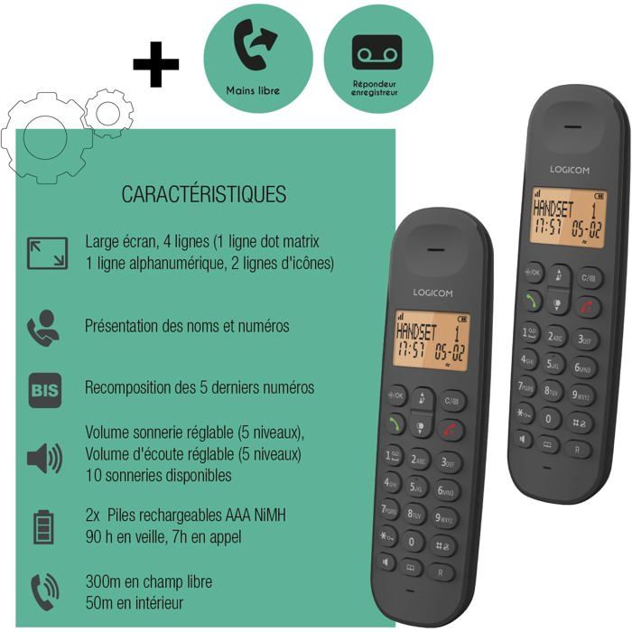 Téléphone Fixe sans Fil - ETHNICS ORIGINS -ILOA 255T - Téléphone Fixe ...