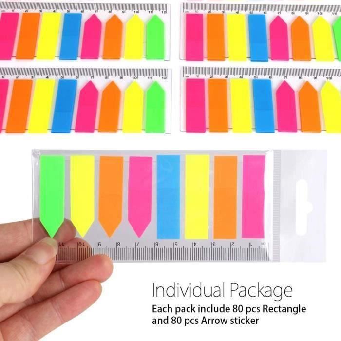 960 Pcs Neon Page Markers, 6 Sets Translucent Page Flags Fluorescent ...