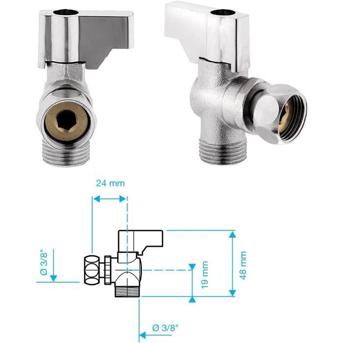 Kit Wc Toilette [inclus 3/8 Flotteur Robinet D arrêt Équerre Tuyau Flexible] Deau Alimentation ...