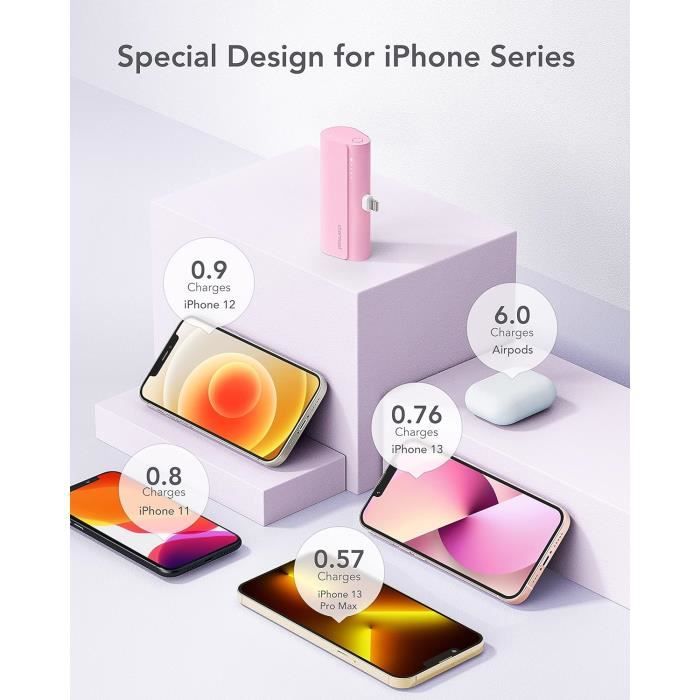 Mini Batterie Externe Pour Iphone 20W Power Bank Charge Rapide Batterie Portable 5000Mah ...