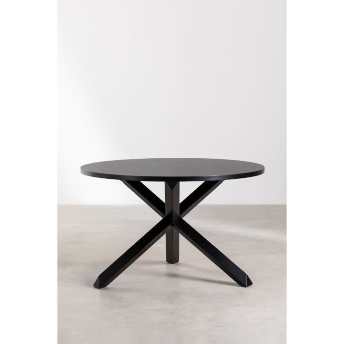 SKLUM Table ronde en MDF et bois (Ø120 cm) Mieren Noir uni Noir uni ...